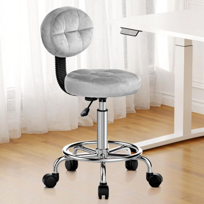 Round Rolling Stool With Foot Rest Swivel Home Office Chair With ...