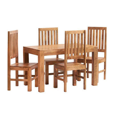 Ashfield Poko Light Mango 4Ft Dining Set With Wooden Chairs by B&Q ...