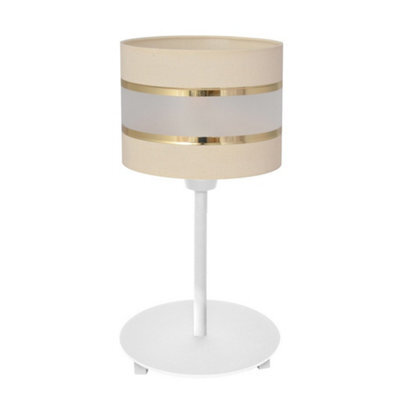 Luminosa Lighting Luminosa Helen Table Lamp With Round Shade Ecru, Gold ...