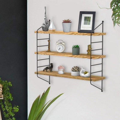 Fativo Adjustable 3 Tier Wall Floating Shelf With Metal Brackets Strong ...