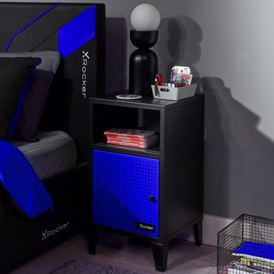 X Rocker X-Rocker Mesh-Tek Metal Bedside Table Storage Cabinet Unit ...