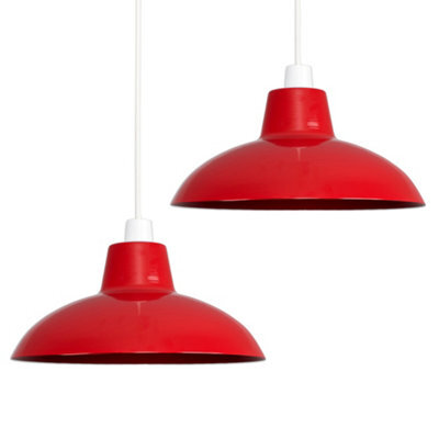 Valuelights Civic Pair Of Retro Style Red Metal Easy Fit Ceiling Light ...