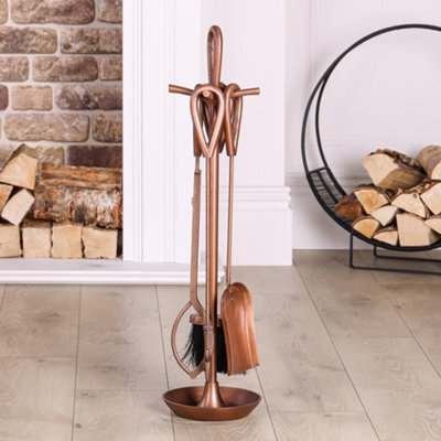 Dibor Vintage Fireplace Copper Effect Antique Fireside Companion Set ...