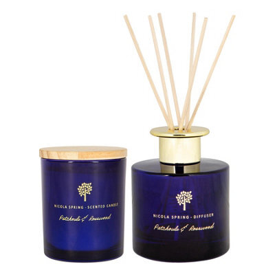 Nicola Spring Scented Candle & Reed Diffuser Set - 130G - Patchouli ...
