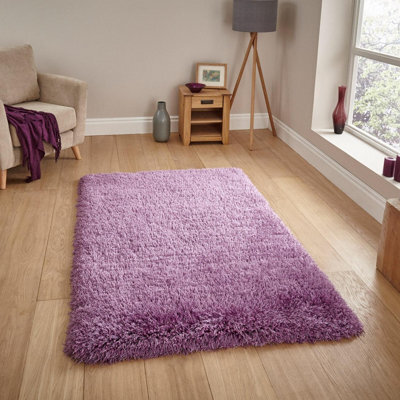 Lilac Plain Shaggy Rug For Living Room Dinning Room Utility Room-150Cm ...