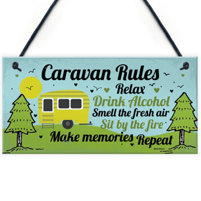 Red Ocean Funny Novelty Caravan Rules Hanging Wall Plaque Home Decor Garden Sign Birthday Gift ...