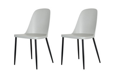 Core Products Aspen Pair Of Light Grey Plastic Duo Dining Chairs ...