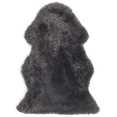 Beliani Sheepskin Rug Uluru Dark Grey 65 X 110 Cm by B&Q | ufurnish.com