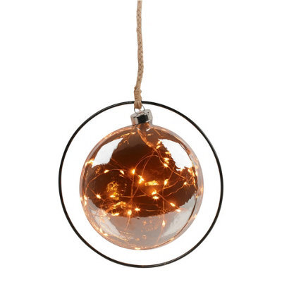 Urbn-Living Urbnliving 20Cm Depth Hanging Black Ring Orb 30 Led With ...