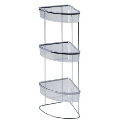 Showerdrape Pure Chrome Freestanding Bathroom Floor Corner Shower Caddy ...