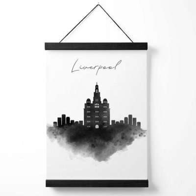 Artze Wall Art Liverpool Watercolour Skyline City Art Print With Black ...