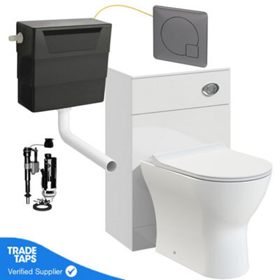 GravaHaus White Back To Wall Wc Toilet Unit 500mm With Cistern And Flush Plate by B&Q | ufurnish.com