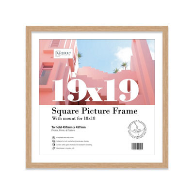 "19X19"" Oak Picture Frame - 19X19"" Square Frame With 18X18"" Mount ...