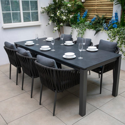 Bracken Outdoors Maldives 6 Seat Rectangular Rope Garden Furniture ...