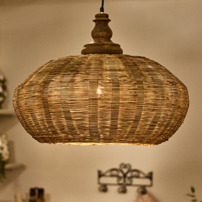 Dibor Traditional Style Xl Rattan Basket Ceiling Light Shade by B&Q ...