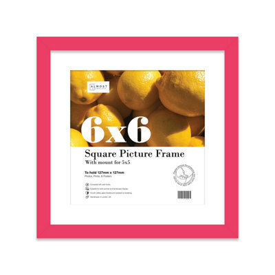 "6X6"" Bright Pink Picture Frame - 6X6"" Square Frame With 5X5"" Mount ...
