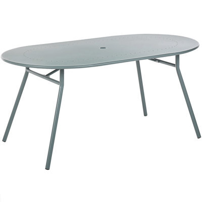 Beliani Garden Dining Table Calvi 160 Cm 90 Cm Metal Light Blue by B&Q ...