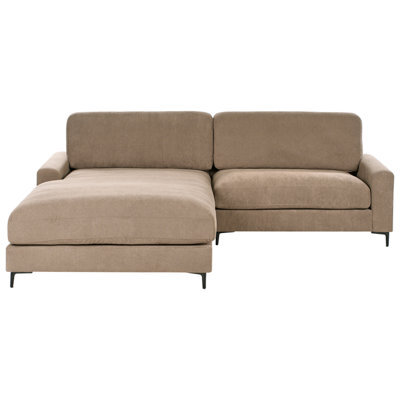 Beliani Corner Sofa 3 Seater Maloy Fabric Brown Right Hand by B&Q ...