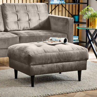 Furniturebox Uk Jenna Mink Light Grey Velvet Footstool by B&Q ...