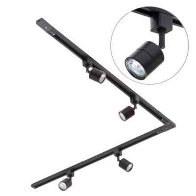 Litecraft Soho Black 4 Head 2M L Shape Kitchen Ceiling Light With Led ...