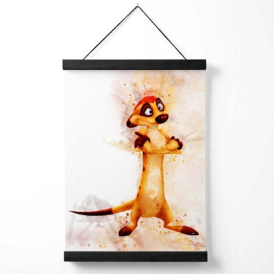 Artze Wall Art Timon Watercolour Lion King Art Print With Black Frame ...