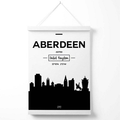 Artze Wall Art Aberdeen Black And White City Skyline Art Print With ...