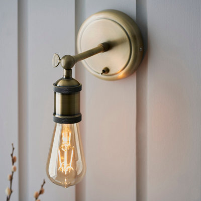 Anson Lighting Haven Antique Brass Industrial Style 1Lt Wall Light by B ...