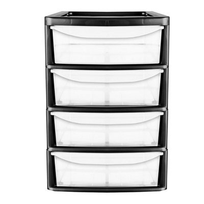 STAR SUPPLIES Black A4 Desktop Bedside 4 Pull Out Storage Tower Units ...