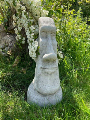 Burgess Easter Island Moai Head Bust Stone Statue British Made Outdoor British Made Garden ...
