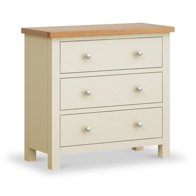 Farrow Cream 3 Drawer Chest Of Drawers - Painted With Oak Top - Fully ...
