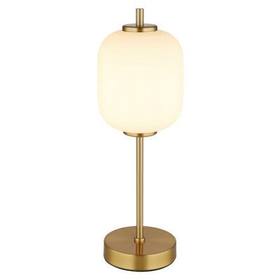 Luminosa Lighting Luminosa Ewald Globe Table Lamp Brass-Coloured Opal ...