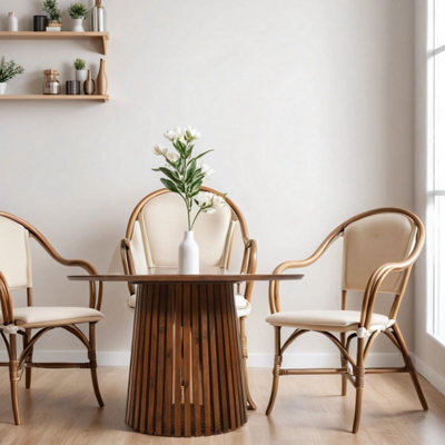 Carney Mango Wood Round Dining Table 4 To 6 Seater by B&Q | ufurnish.com