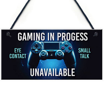 Red Ocean Funny Gaming In Progress Boys Bedroom Sign - Gamer Gift ...