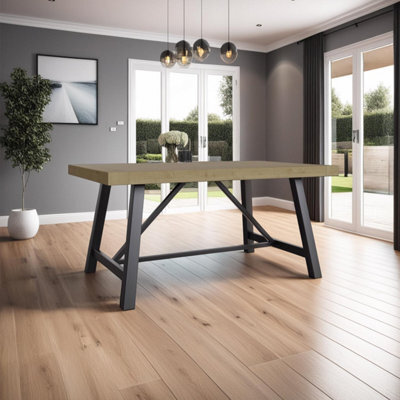Fwstyle 1.6M Dining Table Solid Pine Modern Design by B&Q | ufurnish.com