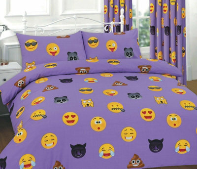 Homes & Linen Duvet Cover Set Ikon Emoji Reversible Kids Printed Quilt ...