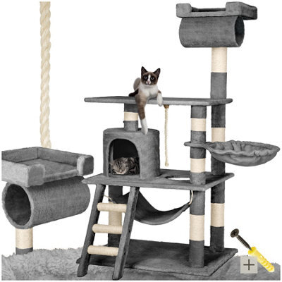 Tectake Cat Tree Stokeley - 141 Cm, Sisal Cat Scratching Post - Grey by ...