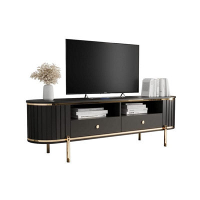 Arte New York 181Cm Tv Cabinet In Sleek Black - Spacious Entertainment ...