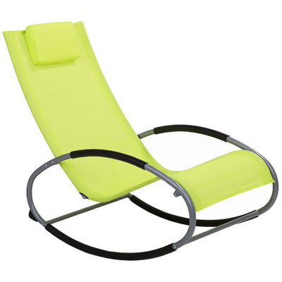 Beliani Rocking Sun Lounger Campo Metal Lime Green by B&Q | ufurnish.com