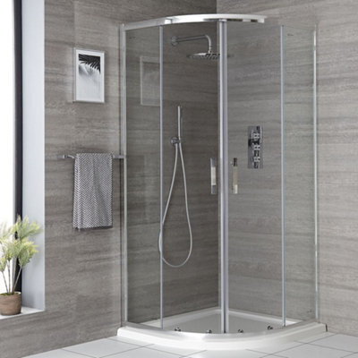 Homestylestore Chrome Reversible Quadrant Shower Enclosure With White ...