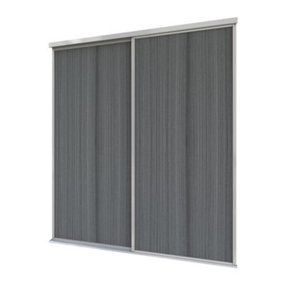 A-Class Sliding Doors Set Of 2 Black Pine Sliding Wardrobe Door Kit In ...