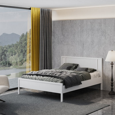 Living And Home White Pine Wood Single Bed Frame With Headboard W 1570 X D 2080 X H 990 mm by B ...