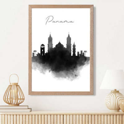 Artze Wall Art Panama Watercolour Skyline City Framed Print Size: A3 ...