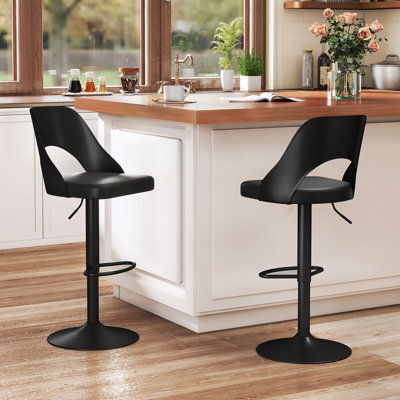 Costway Bar Stools Set Of 2 Ergonomic Counter Height Stools-Black by B ...