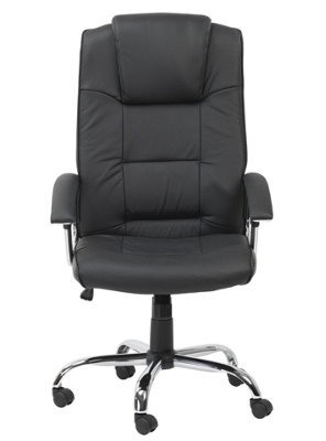 Alphason Houston Office Chair With High Back In Leather Black by B&Q ...