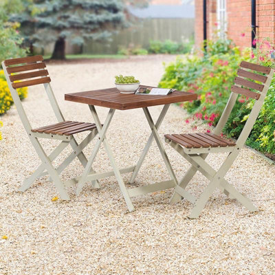 2 Tone Square Wooden Bistro Set - Weather Resistant Outdoor Garden ...