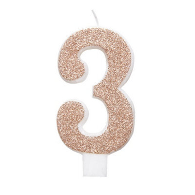 Unique Party Number 3 Birthday Candle Gold (One Size) by B&Q | ufurnish.com
