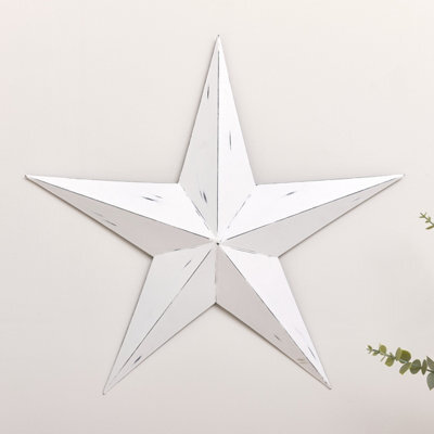Melody Maison Large Rustic White Metal Wall Star by B&Q | ufurnish.com