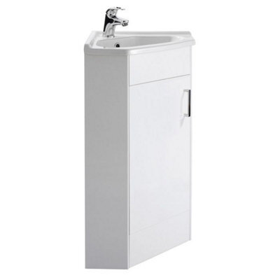 Dezine Mersey Gloss White 555mm 1 Door Corner Cabinet by B&Q | ufurnish.com