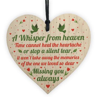 Red Ocean Miss You Always Mum Nan Dad Tribute Wood Heart Memorial ...