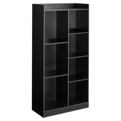 Urbn-Living Urbnliving Height 128Cm Wooden Black 7 Cube Bookcase With ...